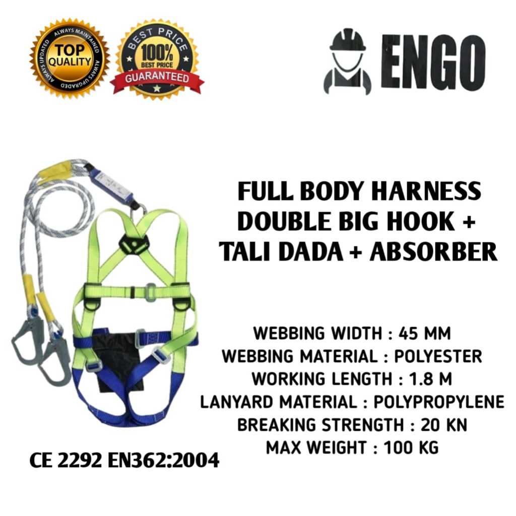 Jual Full body harness double hook absorber Full body harness double ...