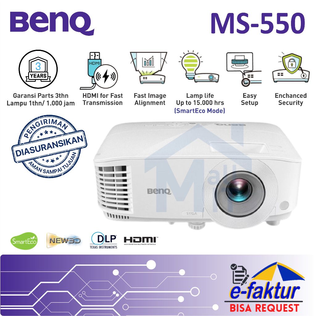 Jual MALLIT BENQ Proyektor BENQ MS-550 MS 550 BENQ MS550 Proyektor DLP ...
