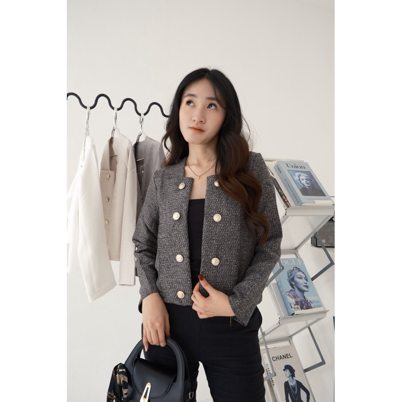 Jual DEVAUDREE - MABELLE VEST - VEST LENGAN KANCING | Shopee Indonesia