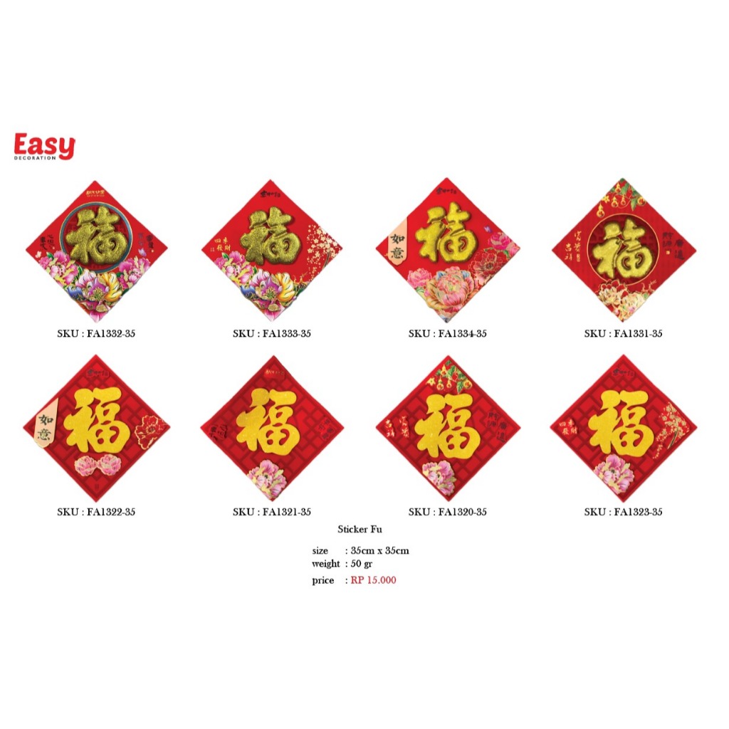 Jual EASY DECORATION Hiasan Tempelan Imlek Fu Hok 3D Chinese New Year ...