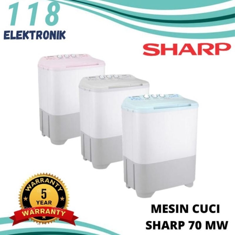 Jual Mesin Cuci SHARP 70MW 7KG Warna Biru Abu Dan Pink | Shopee Indonesia