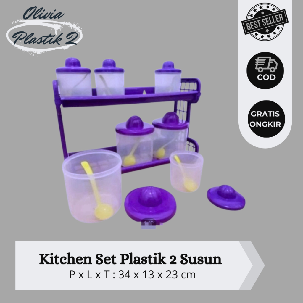Jual Rak Bumbu Dapur KITCHEN SET 2 Susun Plastik Mercury/ Wadah Bumbu ...