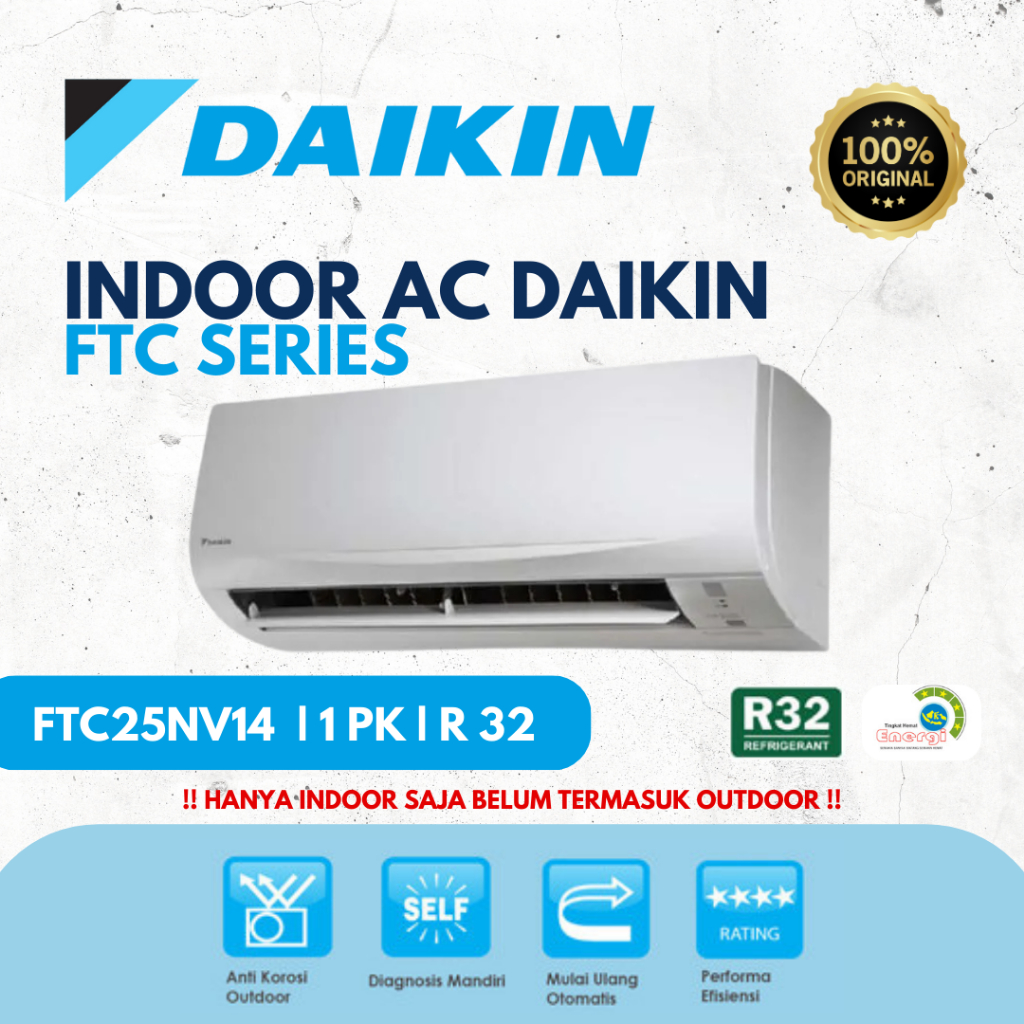 Jual INDOOR AC DAIKIN STANDART NON INVERTER 1 PK FTC25NV14 THAILAND | Shopee Indonesia