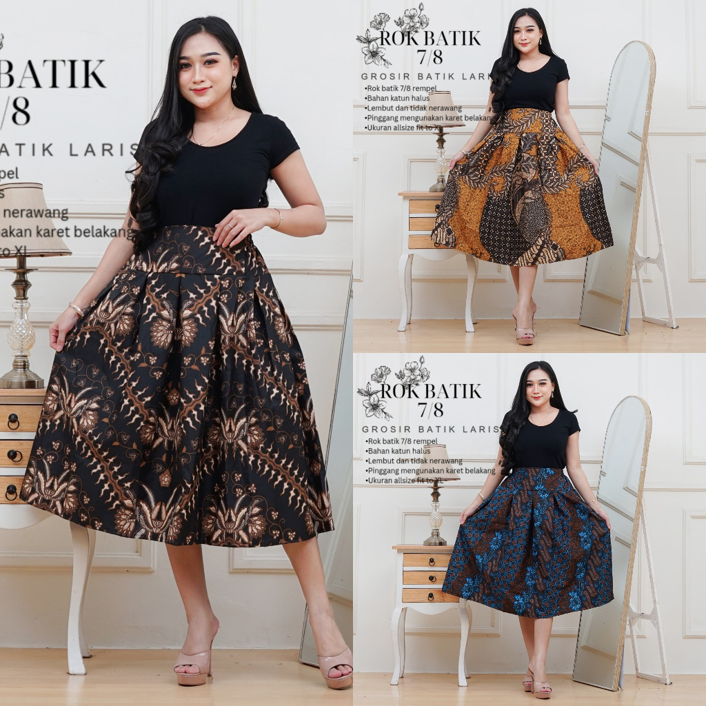 Jual Rok wanita motif batik model 7/8 klok | Shopee Indonesia