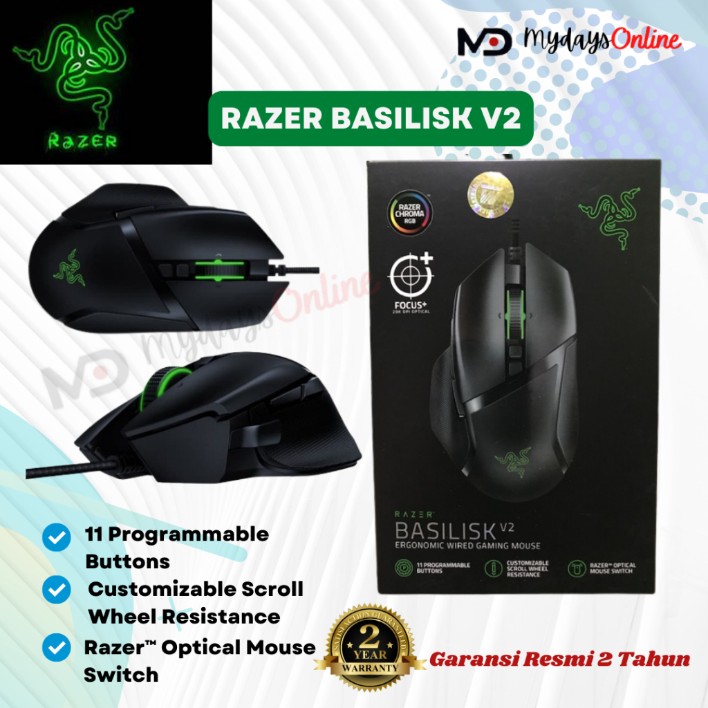 Jual Razer Basilisk V2 Ergonomic Wired Gaming Mouse - Resmi | Shopee ...