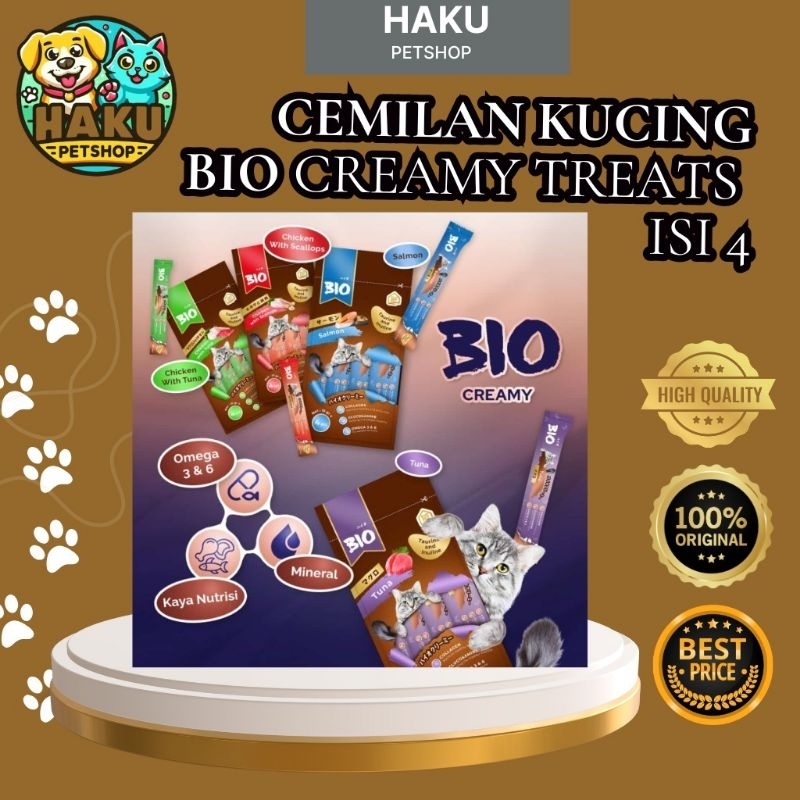 Jual Bio Creamy Treats Isi 4 (15gr x 4)- Cemilan Snack Kucing | Shopee ...