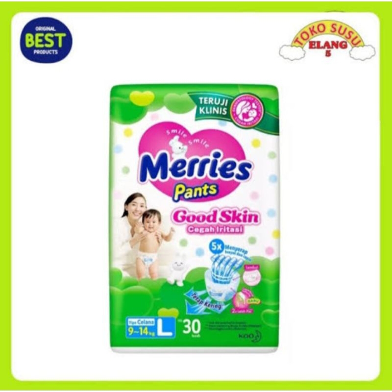 Jual Popok Merries L30 pants good skin, Popok Sekali Pakai Ukuran L30 ...