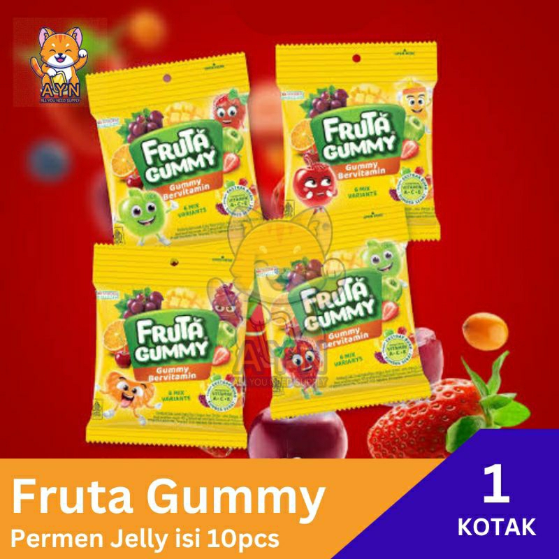 Jual Fruta Gummy Permen Jelly Bervitamin 1 box isi 10 pcs | Shopee ...
