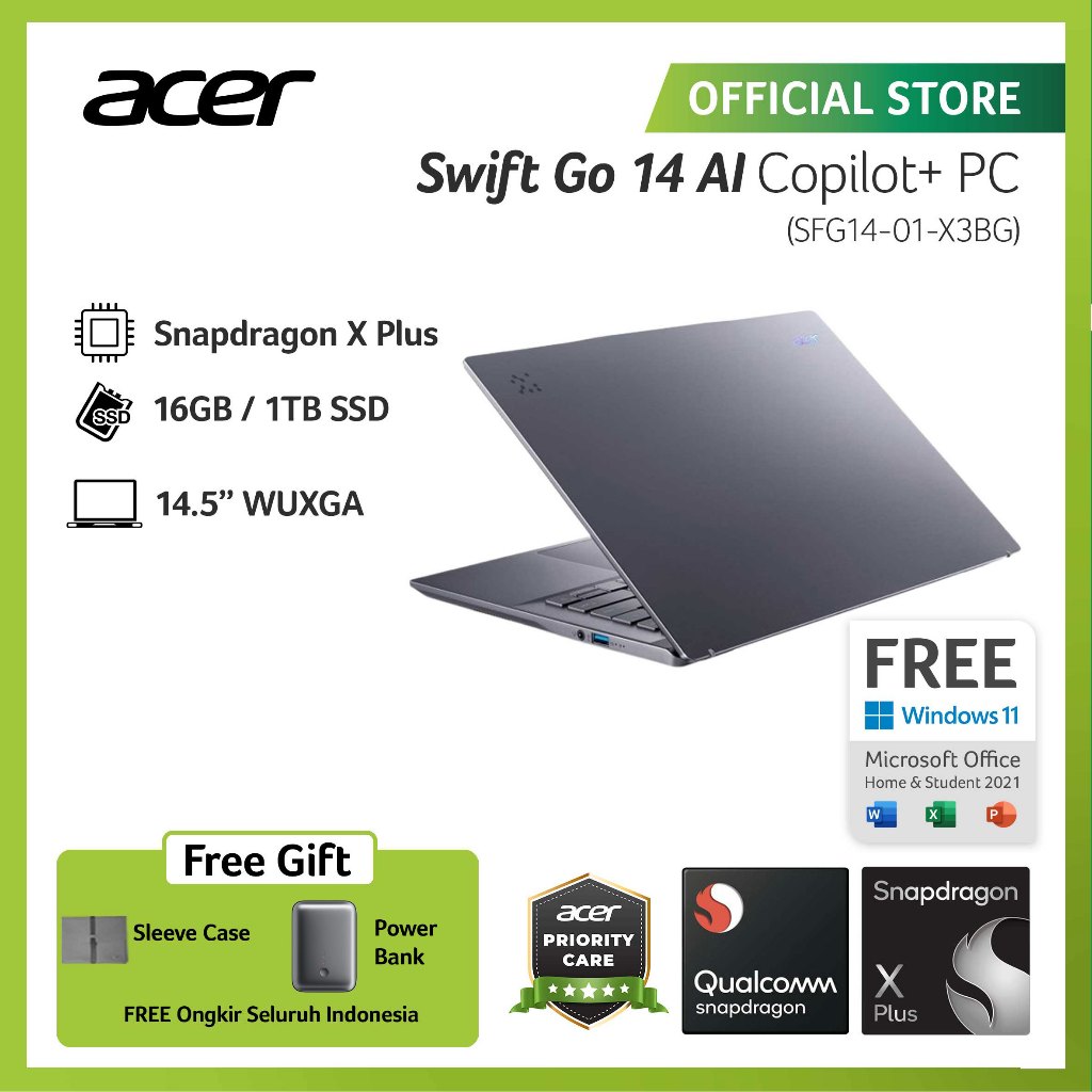 Jual (FREE POWERBANK) ACER LAPTOP SWIFT GO 14 AI SFG14-01-X3BG ...