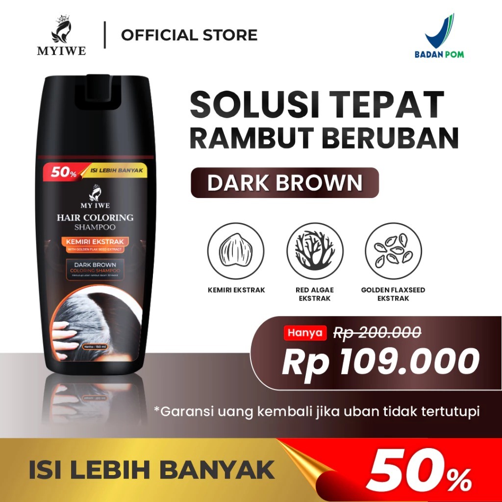 Jual Myiwe My iwe Hair Coloring Shampo Penghilang Uban Warna Dark Brown ...