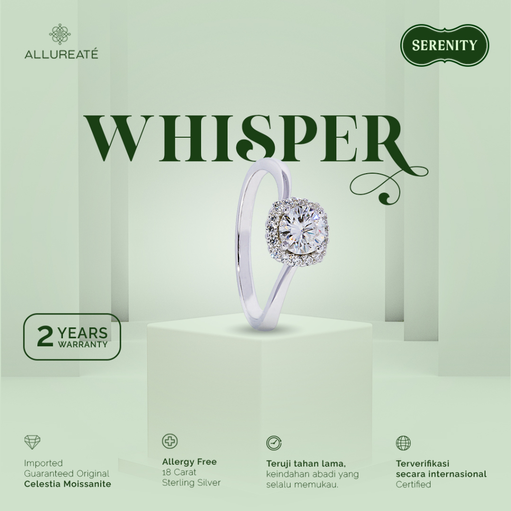 Jual Allureate Whisper Ring - Cincin Wanita Celestia Moissanite Lapis Emas 18K - Serenity (GRA ...
