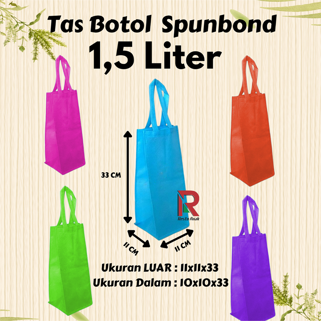 Jual Tas Botol Spunbond 1,5 Liter 11x11x33 (Ukuran Luar) / Goodie Bag ...