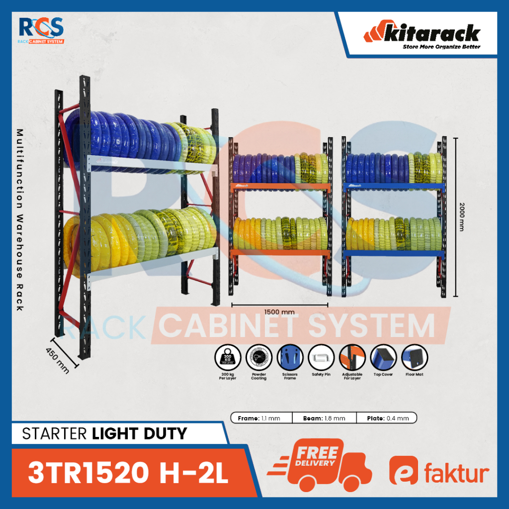 Jual KITARACK Rak Gudang Tire Rack 3TR1520J Jointer Hitam Series Rak ...