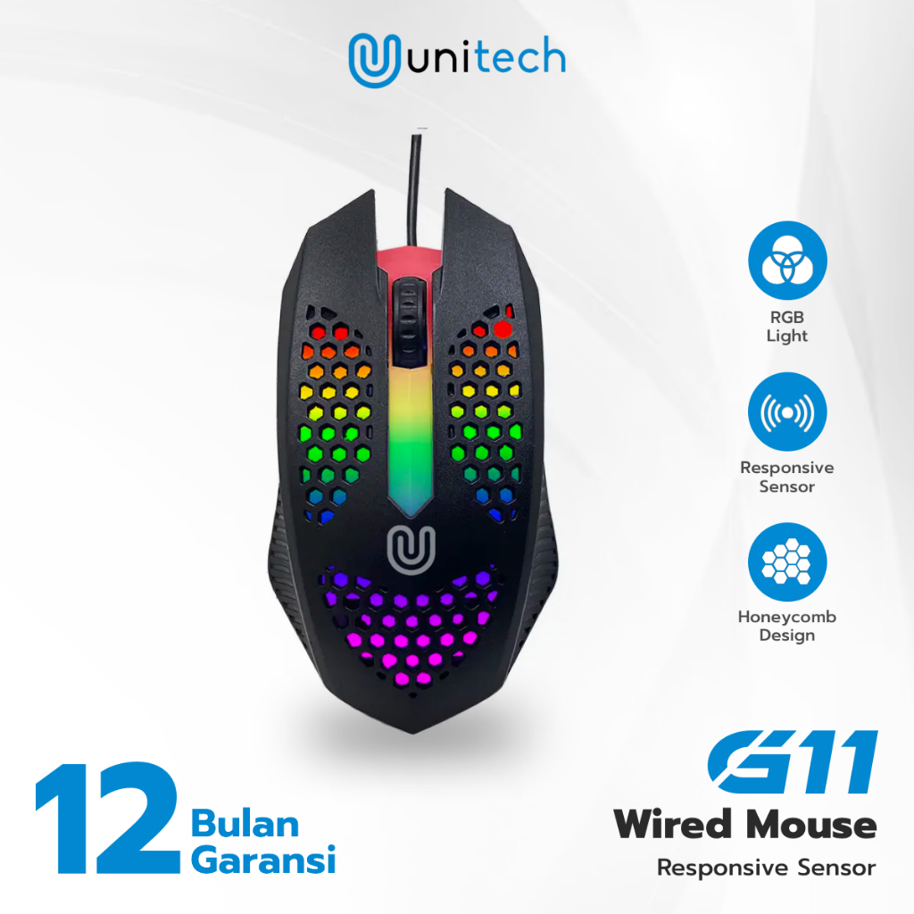 Jual Mouse Gaming Honeycomb RGB Wired USB - High-End Sensor | 1200 DPI ...