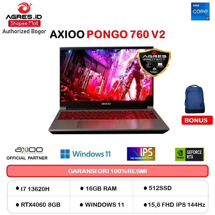 Jual AXIOO PONGO 760 V2 I7 13620H RTX4060 8GB/ 16GB 512GB W11+OHS 15 ...