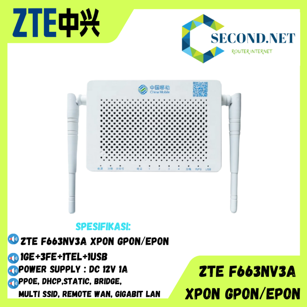 Jual ZTE F663nv3a XPON GPON/EPON 1GE+3FE+1TEL+1USB suport OMCI ORIGINAL ...