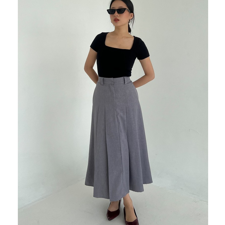 Jual Luxe Midi Skirt Rok Wanita Korean - Rok Lipit - Pleated Skirt Midi ...