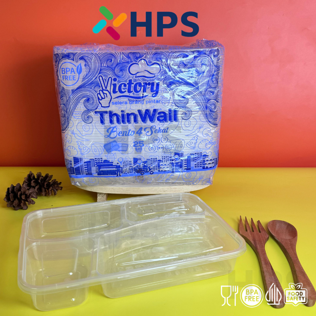 Jual Thinwall Bento 4 Sekat FLAT Plastik Food Container Kotak Makan Catering Tempat Penyimpanan ...