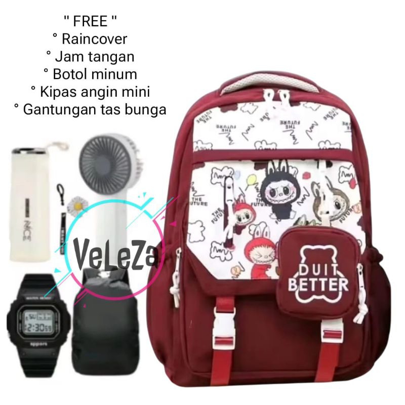 Jual Tas LABUBU Tas Ransel Anak Perempuan Remaja Sekolah SD SMP model labubu BANYAK BONUS tas ...