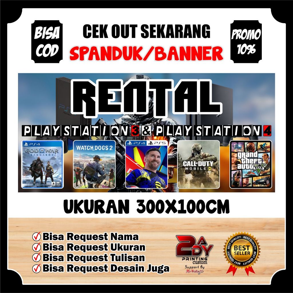 Jual TERLARIS - Spanduk Banner Backdrop Rental Ps Playstation Ps3 Ps4 ...