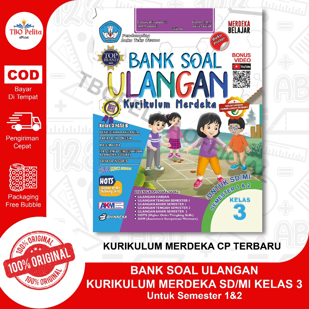 Jual Buku Bank Soal Ulangan Kurikulum Merdeka CP Terbaru SD/MI Kelas 3 (1 Buku isi semester 1&2 ...