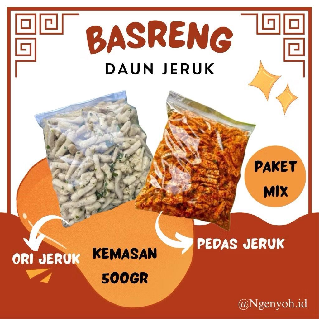 Jual CEMILAN BASRENG MIX 500 GRAM PEDAS DAN ORIGINAL DAUN JERUK/BASRENG ...