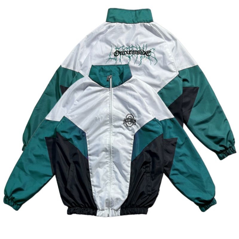 Jual Onixe Inside Jaket Retro Putih Strip Jaket Parasut Pria Wanita ...
