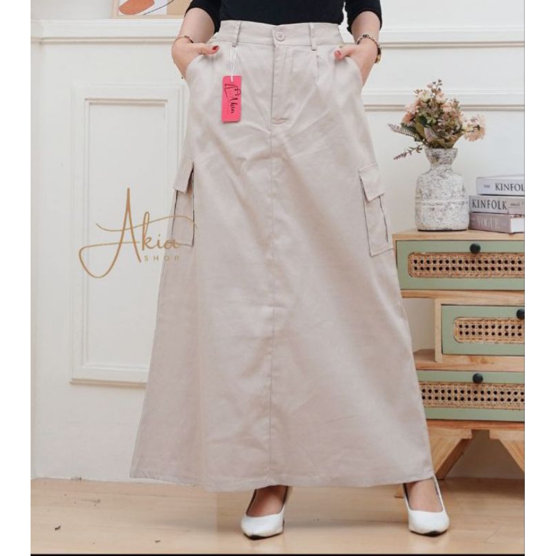 Jual ROK CARGO A-LINE BAHAN KATUN PREMIUM KOREAN STYLE - ROK CARGO ...