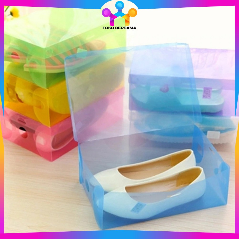 Jual Shoes Box Kotak Sepatu Tebal Transparan Serbaguna / Rak Susun ...