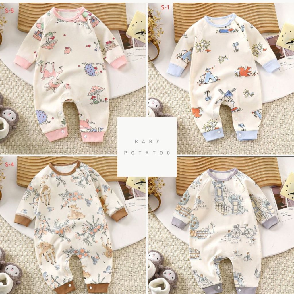 Jual Baju Bayi Newborn Jumpsuit Bodysuit Lengan Panjang 0-12 Bulan ...