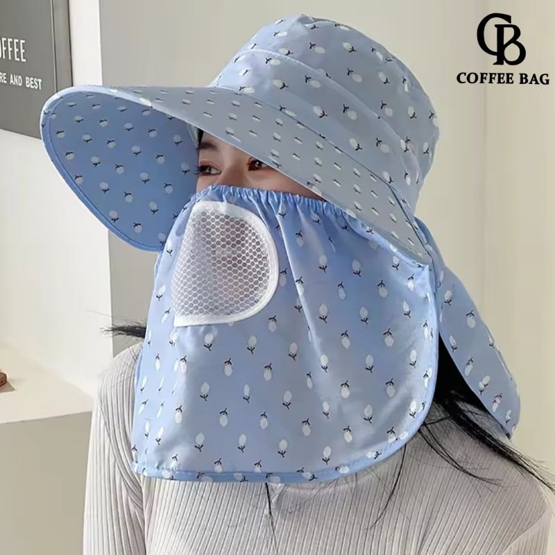 Jual [CB] Topi Visor Wanita Casual Pelindung Sinar UV Untuk Pantai Dengan Penutup Wajah/ Outdoor ...