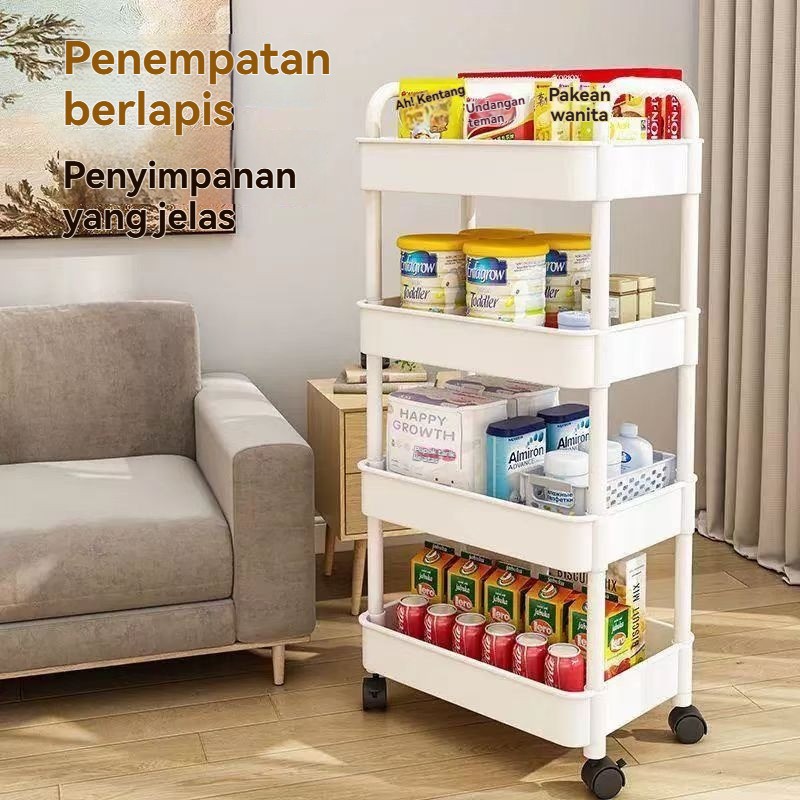 Jual Rak Penyimpanan Multiguna 4 Tingkat dengan Roda / Troli Kamar ...