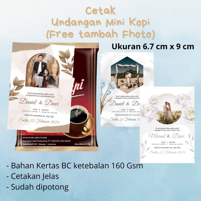Jual Undangan Pernikahan Mini Kopi ( Free Tambah Poto + free undangan ...