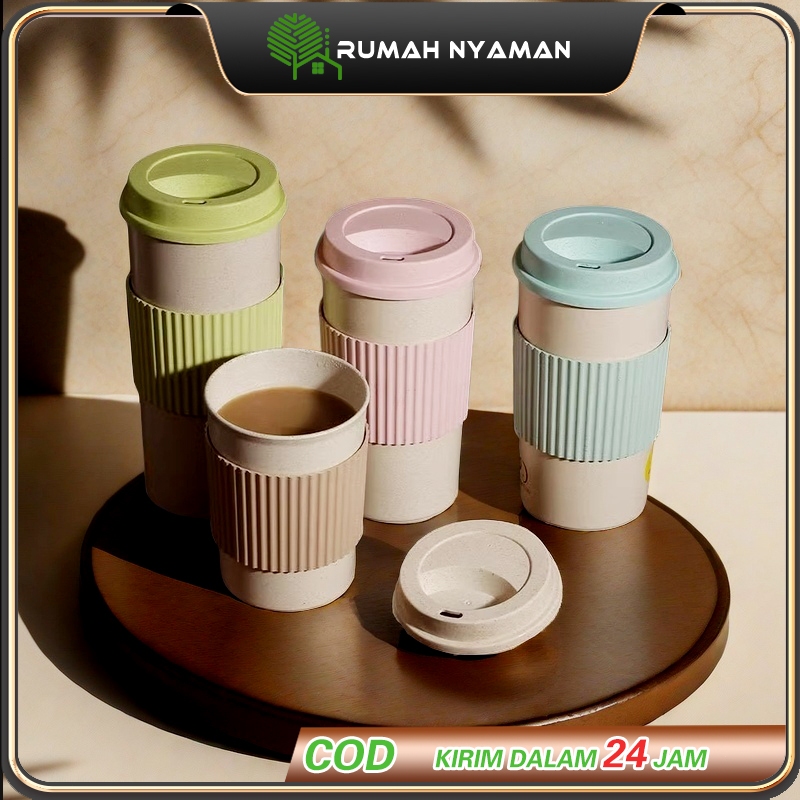Jual Cangkir Kopi Wheat Straw Mug Kopi Mug Praktis Mug Minuman Dingin ...