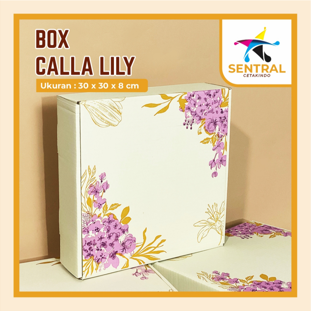 Jual BOX PRINTING CALLA LILY uk. 30x30x8cm PRINTING BOX box hampers/box ...