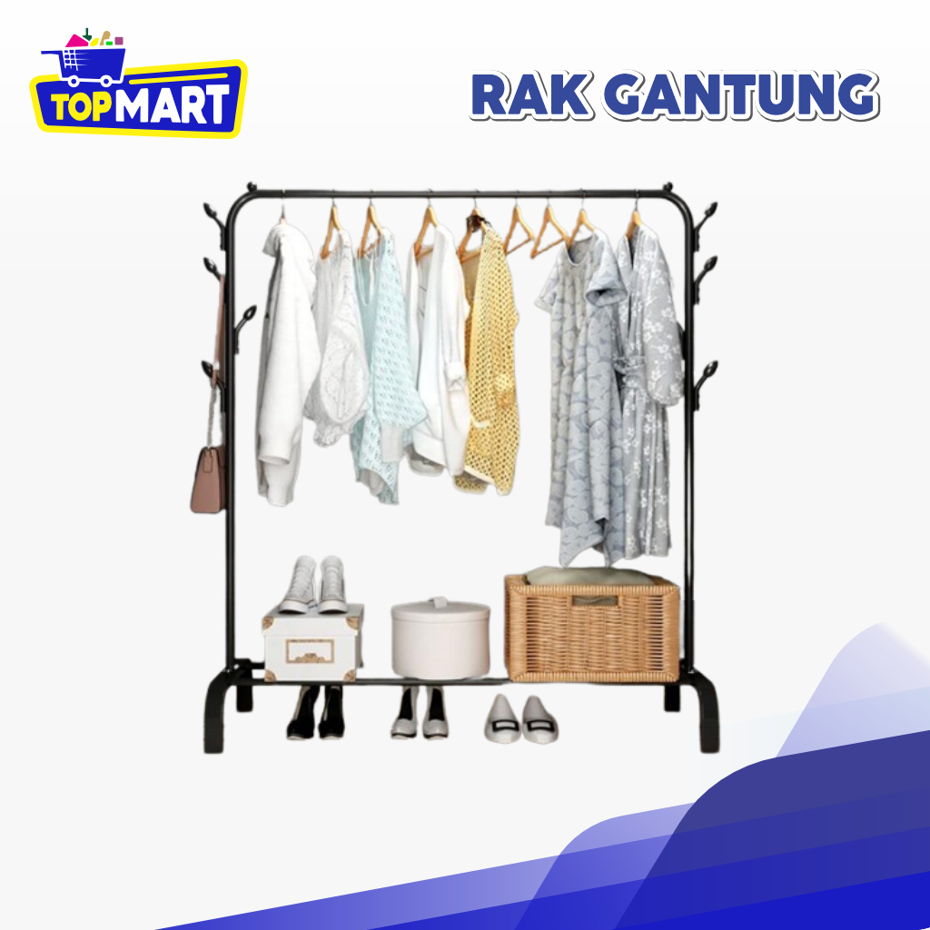 Jual TOPMART - Rak Gantung Pakaian Besi Stainless Single & Double Rod ...