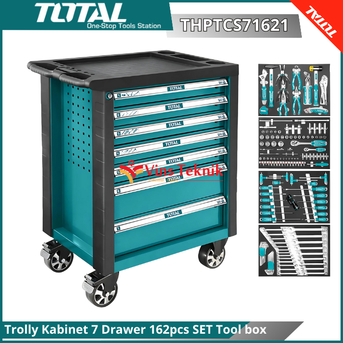 Jual Toolbox trolly kabinet 7 Drawer 162pcs SET Tool box TOTAL THPTCS71621 | Shopee Indonesia