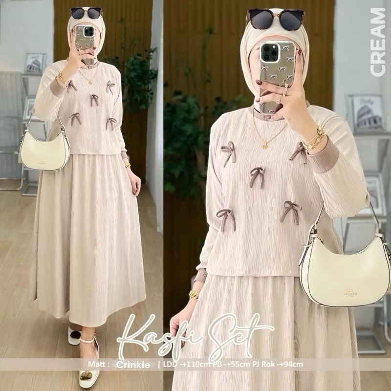 Jual KASFI SETROK PITA CRINKLE AIRFLOW LD 110 // SETELAN ROK PITA ONE SET WANITA POLOS // ONESET ...