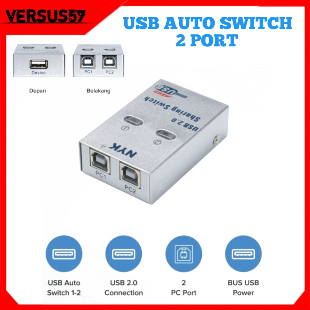 Jual USB NYK Auto Switch Printer 2 Port Penghubung 2 PC / Komputer / Laptop ke 1 Printer ...