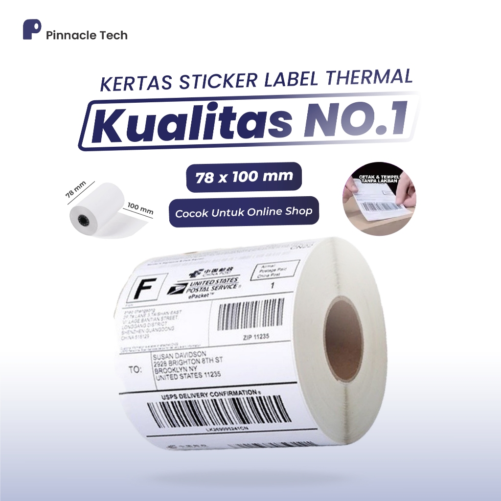 Jual Kertas Sticker Label / Resi Thermal Barcode 78x100 mm Isi 300 ...