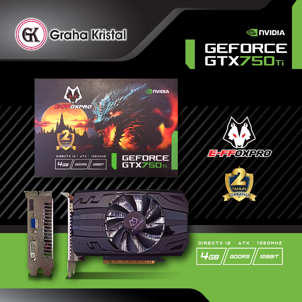 Jual EFFOXPRO GTX 750 Ti 4GB DDR5 GeForce NVIDIA GTX750Ti G | Shopee ...