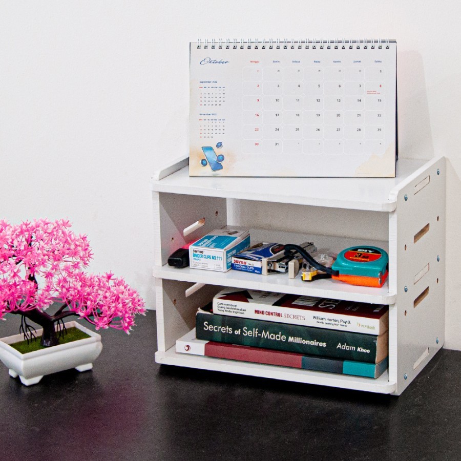 Jual Rak Buku Susun Meja Kerja Kantor / Tempat Buku Bahan Kayu WPC ...