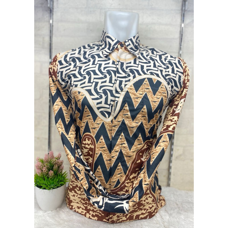 Jual batik kemeja pria lengan panjang motif berpola ,bisa seragaman ...