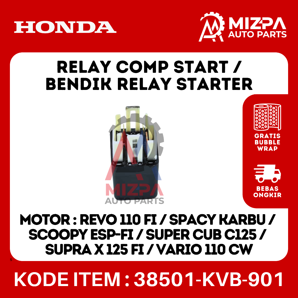 Jual HONDA 38501-KVB-901 Relay Comp Start Bendik Relay Starter Revo 110 ...