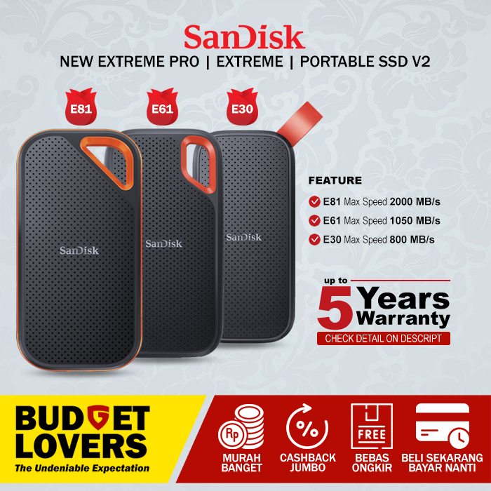 Jual SanDisk 2TB 1TB 500GB 480GB SSD Portable V2 Extreme PRO Original | Shopee Indonesia