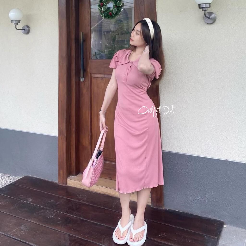 Jual HEIDI DRESS KNIT WANITA / DRESS KERAH KANCING | Shopee Indonesia