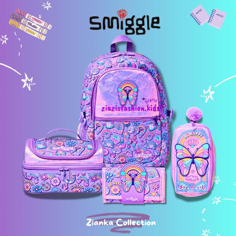 Jual SMIGGLE SET BACKPACK SD BUTTERFLY PEACE | Shopee Indonesia