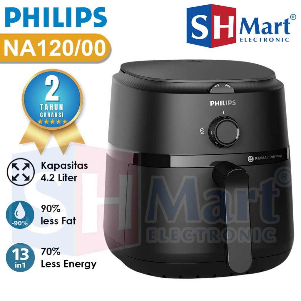 Jual AIR FRYER PHILIPS 4,2 LITER NA120/00 RAPID AIR TECHNOLOGY PENGGORENG TANPA MINYAK GARANSI ...