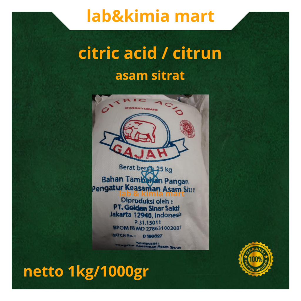 Jual Citric Acid / Asam Sitrat / Asam Sitrun CAP GAJAH 1KG | Shopee ...