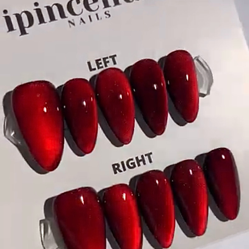 Jual [BEST SELLER] SIGNATURE Press On Nails Deep maroon cateye | Shopee ...